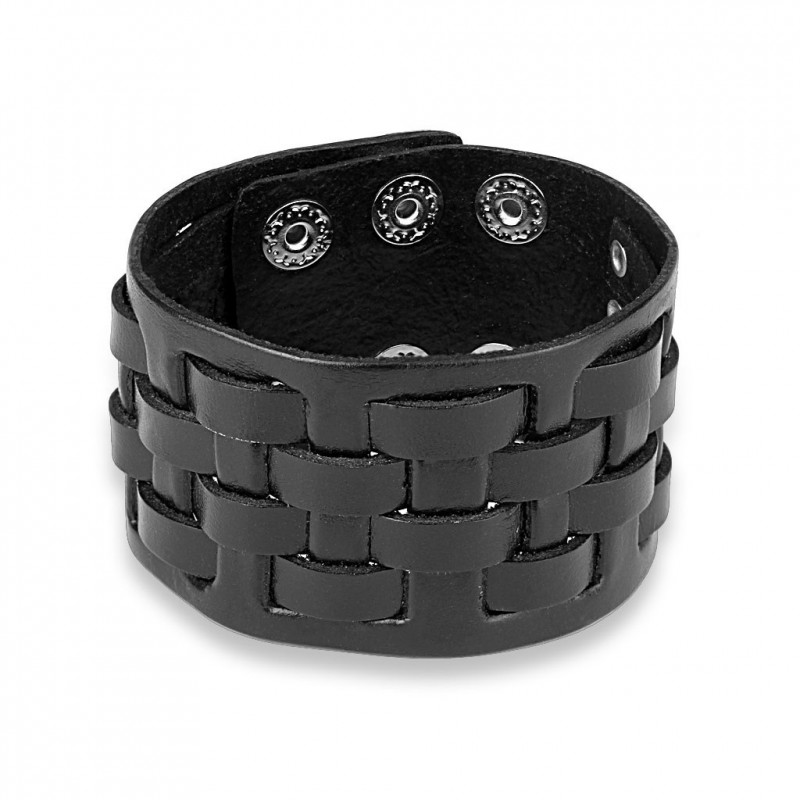 Bracelet large homme de force en cuir lanières croisées biker motard Bracelet large homme de force en cuir lanières croisées biker motard